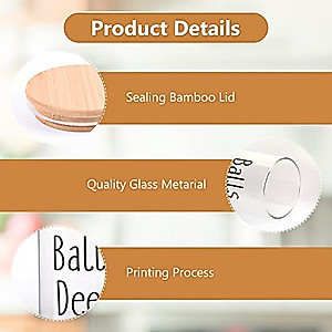 Jspupifip 4 Pack Glass Qtip Holder Dispenser,10 Oz Apothecary Jars Set with Lids Bamboo Bathroom Accessories Farmhouse Bathroom Canister Storage Organization for Cotton Swabs Vanity Makeup Organizer