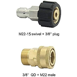 Twinkle Star Pressure Washer Adapter Set Quick Connect Kit, M22 15mm, TWIS292
