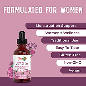 MaryRuth Organics USDA Organic Women's Wellness Liquid Herbal Supplements | Includes Stinging Nettle, Raspberry Leaf, Eleuthero Root, Chaste Tree Berry | Menstrual Support | Non-GMO, Vegan