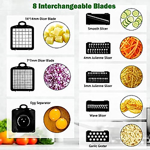 Vegetable Chopper, KATHSI Food Choppers Onion Chopper Vegetable Slicer Cutter Dicer Veggie chopper with Container,8 Blades, Black