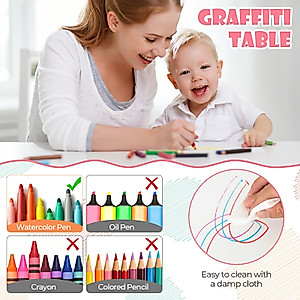 HONEY JOY Kids Table and Chair Set, Height Adjustable Children Activity Table and 4 Chairs Set w/Erasable Graffiti Desktop, Toddler Table and Chair Set for Daycare, Classroom, Home (Pink)