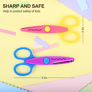 UCEC Craft Scissors Decorative Edge, Zig Zag Scissors, Kids Scissors, Safety Scissors, Design Pattern Scissors for Kids Toddler Adults, Crafting Scrapbooking Supplies for School, 6 Pack