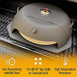 Geras Pizza Oven Outdoor for Grill - Grill Top Pizza Oven For Outside - Pizza Stone, Pizza Peel Kit - Small Portable Home Backyard BBQ Pizzas Maker Charcoal Grill, Pellet, Propane Gas and Wood Fire