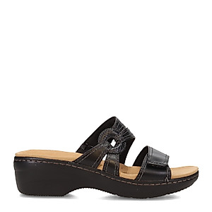 Clarks Women's Merliah Coral Heeled Sandal, Black Leather, 11