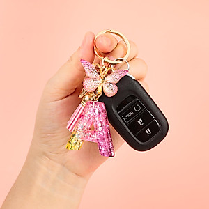 GIFTOXO Letter Keychains for Women and Girls, Key Chains for Car Keys, Cute & Pink Keychain Accessories for Backpack, Wallet-A