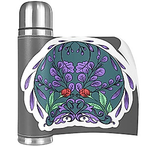 Stainless Steel Leather Vacuum Insulated Mug Plant Thermos Water Bottle for Hot and Cold Drinks Kids Adults 16 Oz