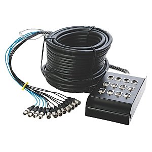 OnStage 8 x 4 XLR Stage Snake, Black, 100 Foot (SNK84100V2)
