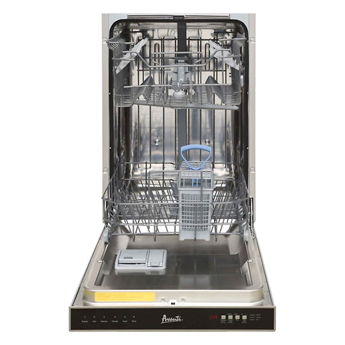 Avanti DWT18V3S Dishwasher 18-Inch Built in with 3 Wash Options and 6 Automatic Cycles, Stainless Steel Construction with Electronic Control LED Display, Low Noise Rating, Metallic