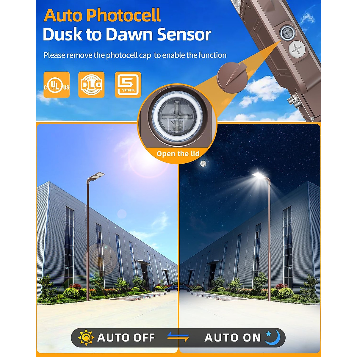 ADUB LED Parking Lot Light 320W 250W 200W Wattage Adjustable, LED Parking Lot Light, LED Shoebox Light 5700K 5000K 4500K