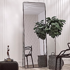 Antok Floor Mirror, 64"x21" Full Length Mirror with Stand, Full Length Wall Mirror, Glassless Mirror Full Length, Floor Mirror Freestanding, Wall Mounted Mirror for Bedroom Living Room, 64"x21"(Black)