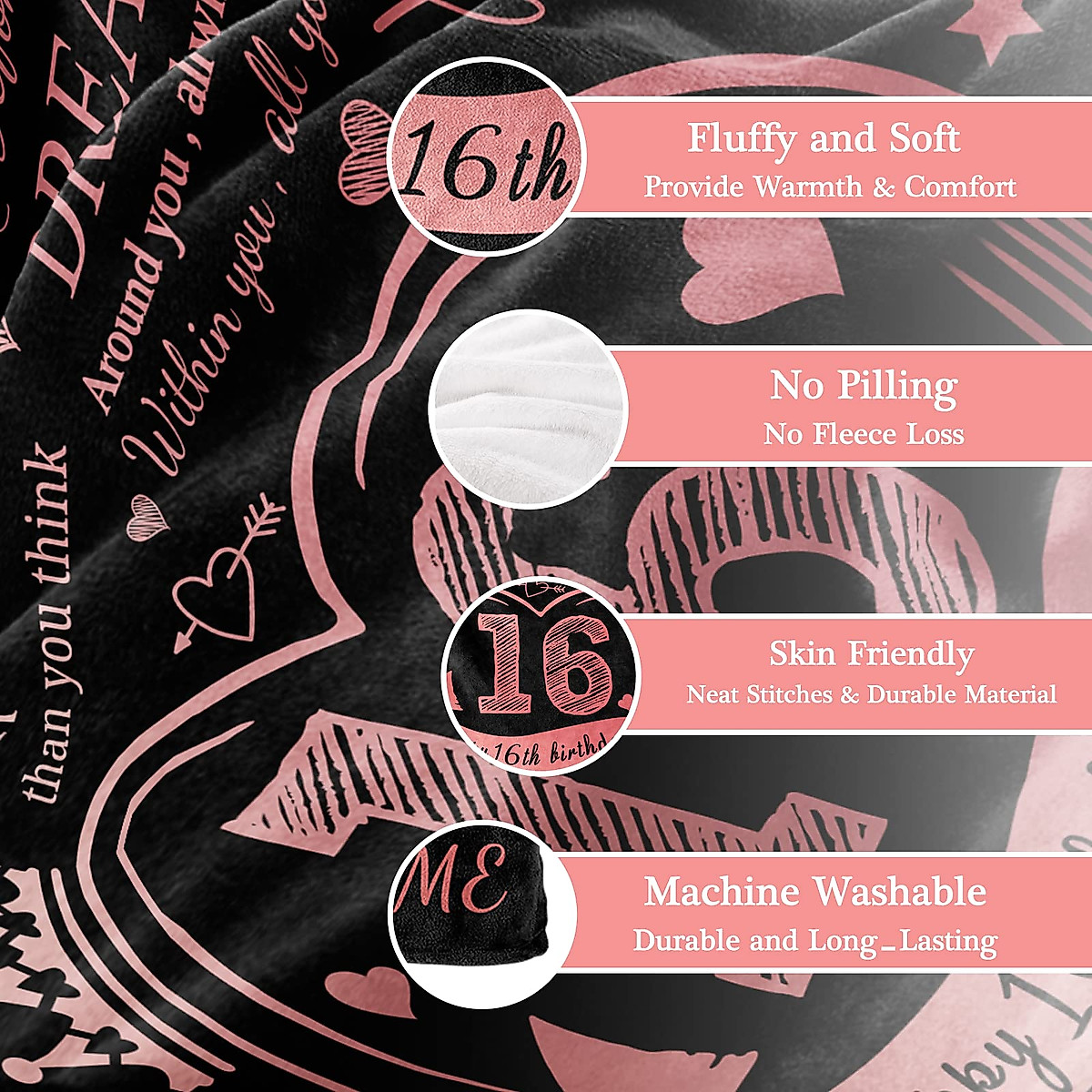 Sweet 16 Gifts for Girls with Gift Box, 16th Birthday Gifts for Girls, Gifts for 16 Year Old Girls, 16th Birthday Gifts Ideas, Sweet Sixteen Gifts for Girls, Sweet 16 Birthday Decorations Blanket