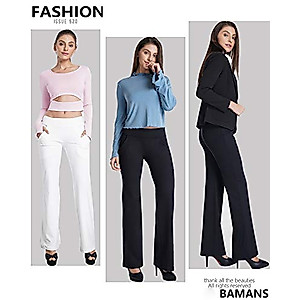 Bamans Yoga Dress Pants for Women Bootcut, Slant Pockets, Wide Flare, Workout Long Bootleg Dress Yoga Pants(3 Black,XX-Large)