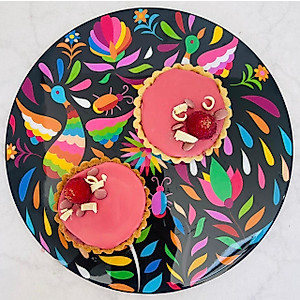 HASTA LA RAIZ | Mexican Handmade Cheese Board covered with resin. Ideal for Charcuterie Platter & Serving Tray. Model: Multicolored Tenango.