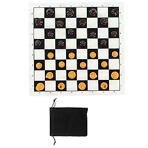 Portable Chess Set,International Plastic Chess Set with 25CM Plastic Film Chessboard and Storage Bag PS International Chess for Adults Kids (Brown)