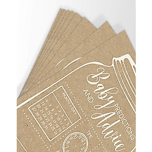 Printed Party Baby Predictions & Advice Cards for New Parents – Baby Shower Game, Wishes for Mommy & Daddy, Gender Reveal Boy or Girl, Rustic Mason Jar Theme, 50 Cards