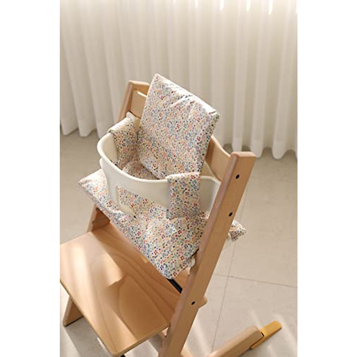 Gembebe Waterproof & Compatible Stokke Tripp Trapp Cushion Set - Easy to Clean Stokke Tripp Trapp Newborn Set - 100% Cotton Stokke Tripp Trapp High Chair Cushion Set (Flower Garden / 49.5 Counts)