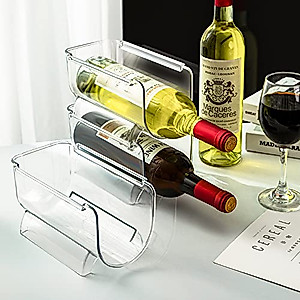 Heshebuy 2 Pack Bottle Rack, Fridge Organizer Bottle Rack, Stackable Wine Rack Plastic Bottle Holder