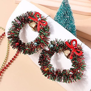 Christmas Garland Drop Earrings Christmas tree Dangle Earrings for Women Reindeer Santa Light Ball Earrings Christmas Holiday Gift for Girls-Garland A