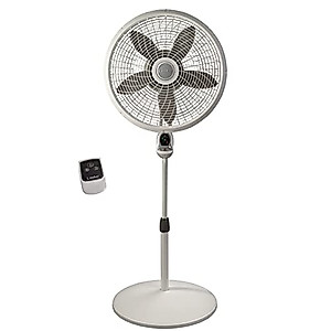 Lasko Cyclone Pedestal Fan, Adjustable Height, Remote Control, Timer, 3 Speeds, for Bedroom, Kitchen, Office and Living Room, 18", White, 1885, Large