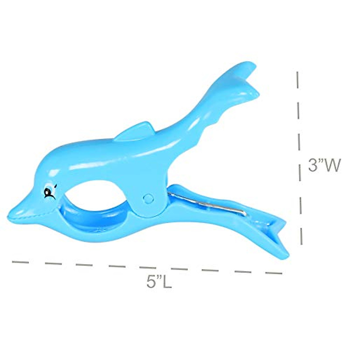 Home-X Dolphin Beach Towel Clips, Pool Accessories, Towel Holder Chair Clips - Set of Two - 5" L x 3" W
