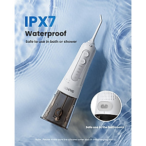 RENPHO Water Dental Flosser Teeth Cleaning, Cordless Oral Irrigator 300ML Portable Rechargeable Electric Waterflosser with 4 Modes 5 Jet Tips, IPX7 Waterproof, USB, Teeth Cleaner Pick for Home Travel