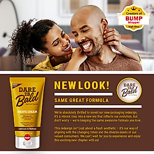 Dare 2B Bald Moisturizing Shave Cream with Argan Oil, Shea Butter, Cocoa Butter & Tea Tree Oil | Bald Head Shaving Cream | Rich Hydration for a Smooth Shave | Head Shaving Cream for Bald Men- 5.0 OZ