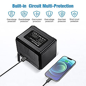 Powerextra V Mount/V Lock Battery - 222Wh 14.8V 15000mAh Rechargeable Li-ion Battery for Broadcast Video Camcorder, Compatible with Sony HDCAM, XDCAM, Digital Cinema Cameras and Other Camcorders