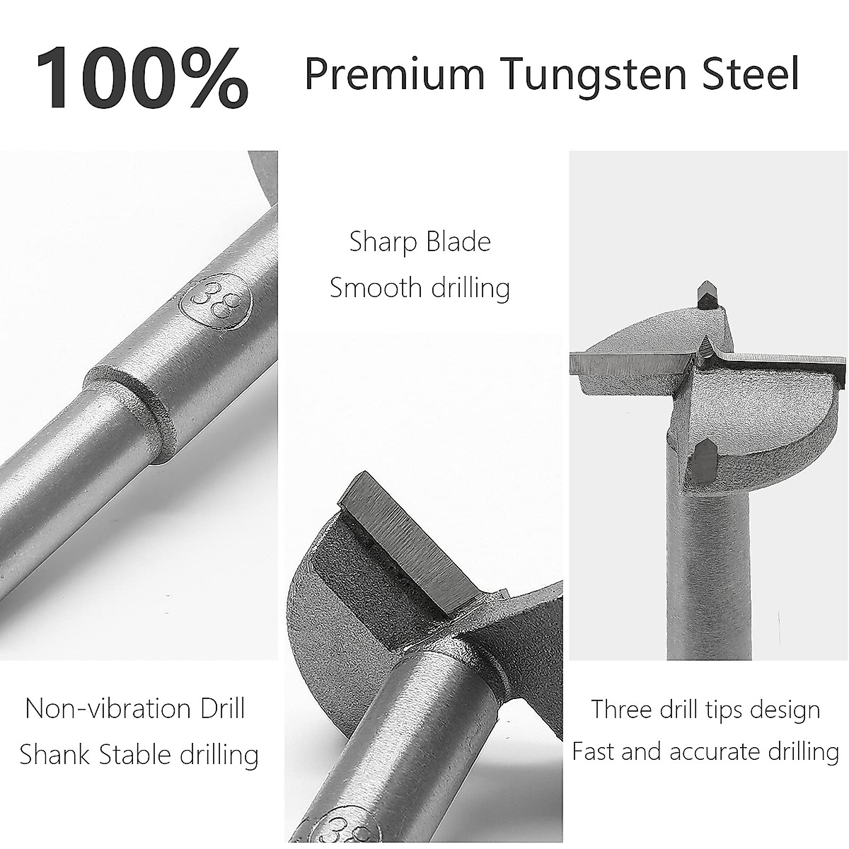 Bonsicoky 20Pcs Forstner Drill Bit Set 14-50mm, Carbide Woodworking Hole Saw Set, Flat Wing Counterbore Drill Bit Set with Plastic Storage Box for Wood Drilling