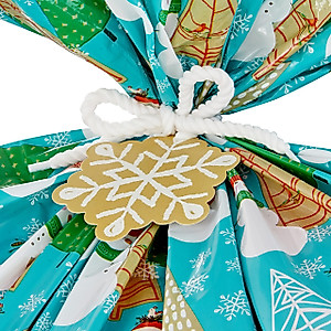 Hallmark Jumbo Plastic Holiday XL Gift Bags (2 Extra Large Bags: Snowflakes on Red, Rustic Snowmen) for Carry-on Luggage, Giant Stuffed Animals, Bedding Sets