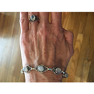 Moonstone Bracelet For Women | White Stone June Birthstone Moon Stone Handmade Link Bracelet | Mother's Day Gifts For Her | Silver Bracelets for Women | Boho Handmade Bracelets