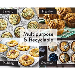 DOBI Muffin Pans (20 Pack) - Disposable Aluminum Foil 6-Cup Cupcake Pans, Standard Size. Classic Muffin Tin Size for Baking Cupcakes, Muffins and Mini Quiches
