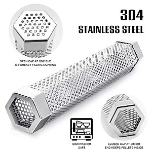 BEWAVE Pellet Smoker Tube for All Grill Electric Gas Charcoal or Smokers Hot/Cold Smoking, Free Tube Brush, 12 Inch, 2 Pcs