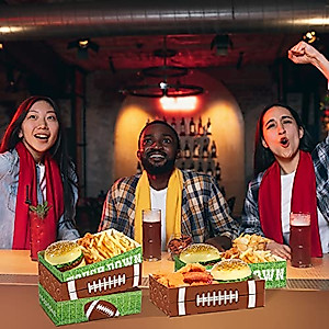 50 Pieces Paper Food Trays with Football Style Disposable Movie Night Snack Boxes Bowls Movie Theater Drink Popcorn Nacho Holder Food Serving Boats for Kids Movie Night Supplies Birthday Party