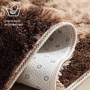 chunsemeiju Fluffy Soft Tie-Dye Bedroom Rug, 5x7 Feet Tie-Dyed Large Shag Rugs for Living Room, Modern Shaggy Fuzzy High Pile Area Rug Home Decor (Tiedye Brown, 5'x7')