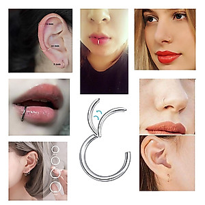 Nose Rings Hoop 316L Stainless Steel Hinged Earrings Rings Hoop 20G 18G 16G Septum Hypoallergenic Nose Ring set Helix Ring Daith Ring Body Piercing Jewelry 4PCS6mm 8mm 10mm 12mm Diameter Plated