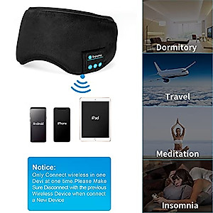 Sleep Headphones Music Sleep Eye Mask,Upgraded Travel Sleeping Headset,Sleep Eye Shades Built-in Speakers Microphone Washable (Black)