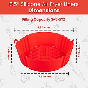 Silicone Air Fryer Liners for Ninja Air Fryer AF101 4QT, AF161/AF150 5.5, For Gourmia, Power XL, COSORI, Instant Pot, Fabuletta, Phillipe Air Fryer 4QT and 3-6 QT Airfryer, Better than Paper Liners