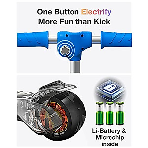 Elecorange Electric Scooter for Kids Ages 4-6, 3 Extra Wide Light Up Wheel & Deck, 3 Adjustable Heights, 5 Mph, Foldable 3 Wheel Electric Scooter for Kids, Toddlers, Boys, Girls Ages 4-8 [Blue]