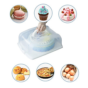 ZOAJU Rectangle Cake and Cupcake Carrier with Collapsible Handles, Portable Pie Carrier for Halloween Christmas