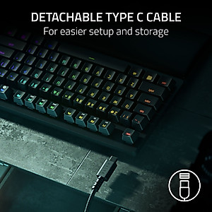 Razer Huntsman V2 TKL Tenkeyless Gaming Keyboard: Fast Linear Optical Switches Gen2 & 8000Hz Polling Rate - Detachable Type-C Cable - PBT Keycaps - Ergonomic Wrist Rest - Quartz Pink