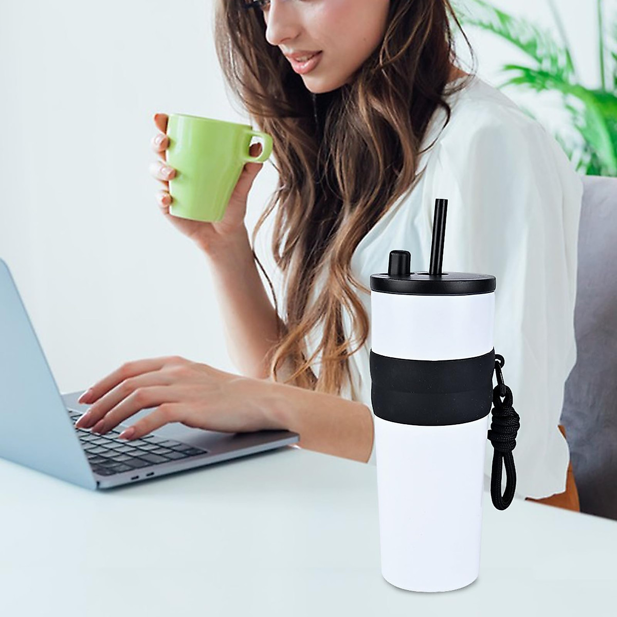 cdar Stainless Steel Coffee Cup 710ml Double-layer Insulated Coffee Mug Tumbler Travel Flask Hot Cold Water Bottle Car Vacuum Flask Black