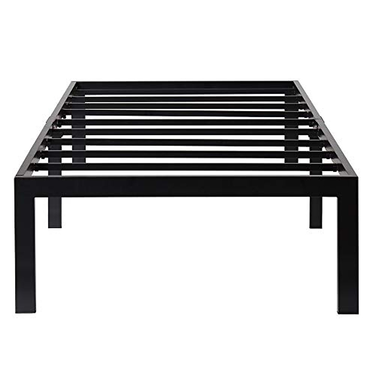 Olee Sleep 18 Inch Tall Heavy Duty Steel Slat/Anti-Slip Support/Easy Assembly/Mattress Foundation/Maximum Storage, Black & 10 Inch Gel Infused Layer Top Memory Foam Mattress, Twin, Blue