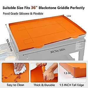 36" Food Grade Silicone Griddle Mat for Blackstone Griddle Accessories, Food Grade Silicone Griddle Cover for Blackstone Accessories Protect Your Griddle from Insects Rust