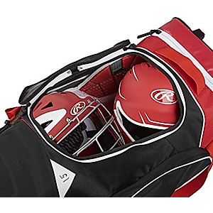 Rawlings | R1502 Wheeled Catcher's Bag | Baseball/Softball | Scarlet