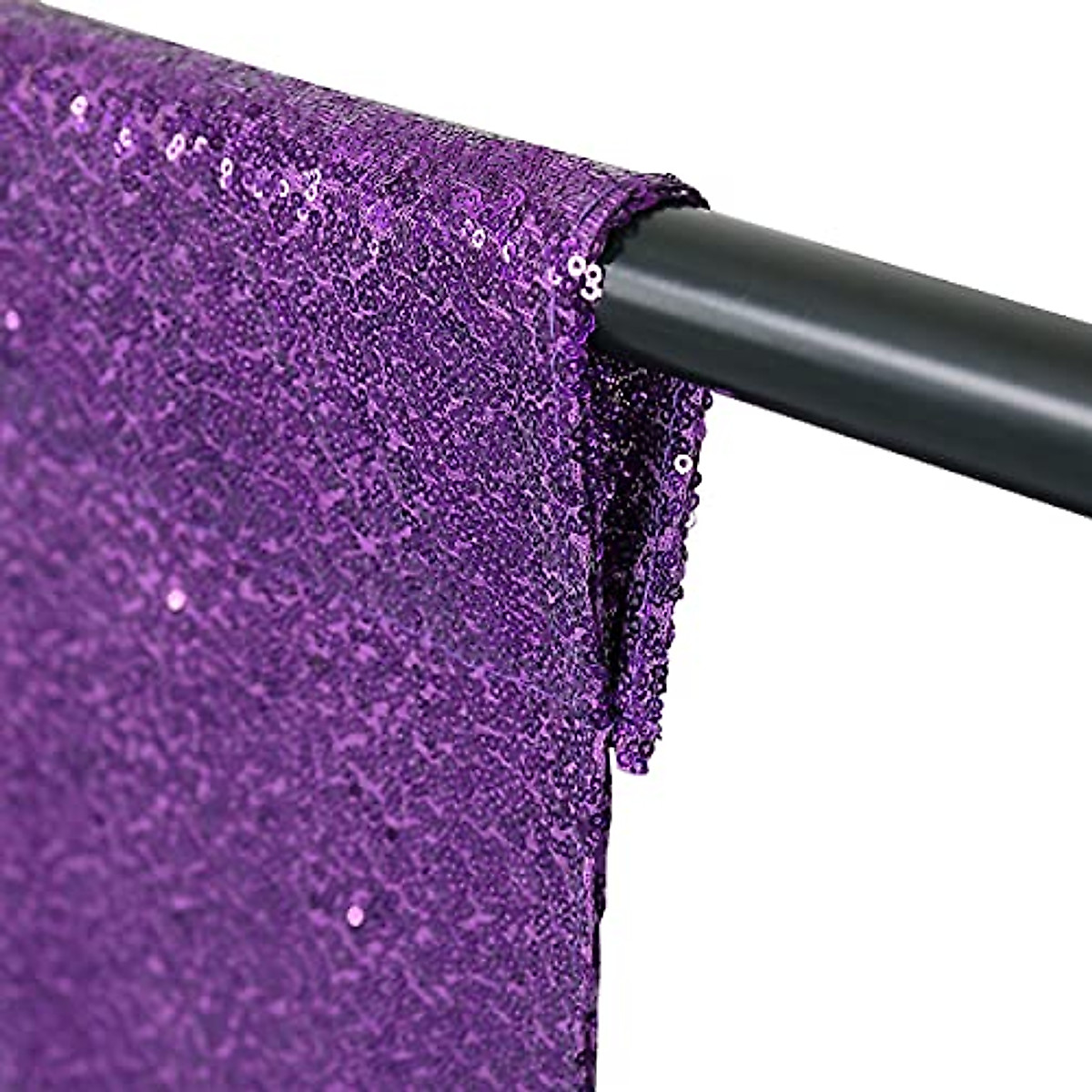 HELAKU Purple Sequin Backdrop Curtains - 2 Panels 2.3x8Ft Purple Glitter Background Backdrop Sparkly Curtains for Birthday Wedding Party Decorations