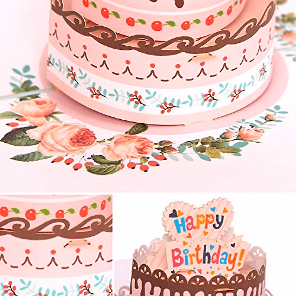 Birthday Pop Up Card with World's Best Birthday Cake Design, 1st Birthday Card, 3D Cake Pop Up, Come in Shining Envelope - Perfect Present for Girl, Friends, Lovers, Women on Any Occasion