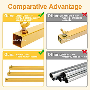 Backdrop Stand Heavy Duty 8x8 FT Pipe and Drape Backdrop Kit Gold Adjustable Square Metal Arch Stand Frame for Parties Wedding Photo Booth Background Decoration