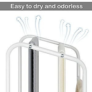 Freestanding Towel Rack White Floor Towel Rack Stand 3 Tier Bath Towel Stand Towel Bar Stand with Shelf Modern Blanket Rack Stand for Living Room Bathroom, Laundry