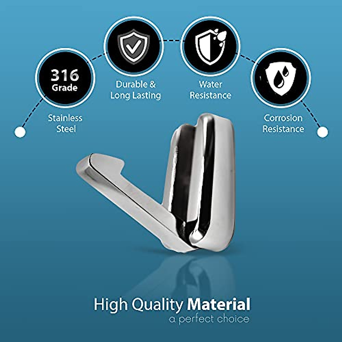 MARINE CITY 316 Grade Stainless Steel Spring Folding Marine Grade Loaded Hat Coat Hook Strong and Durable Coat Hook Foldable Mirror Polished for Boats – Yachts– Hardware Accessories (Pack of 1)