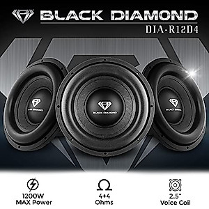 BLACK DIAMOND Monoblock 1500W Amp and 2 12" 4+4 Ohm Subwoofer Combo